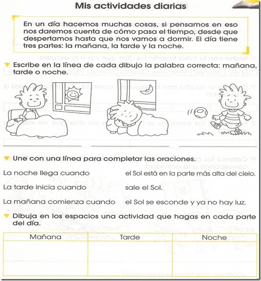 Proyectos escolares: Mis actividades diarias – trabajos de primaria
